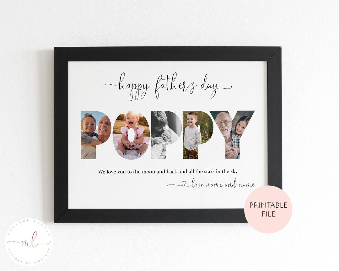 Printable Personalised Poppy Photo Collage, Father's Day Print, Poppy ...