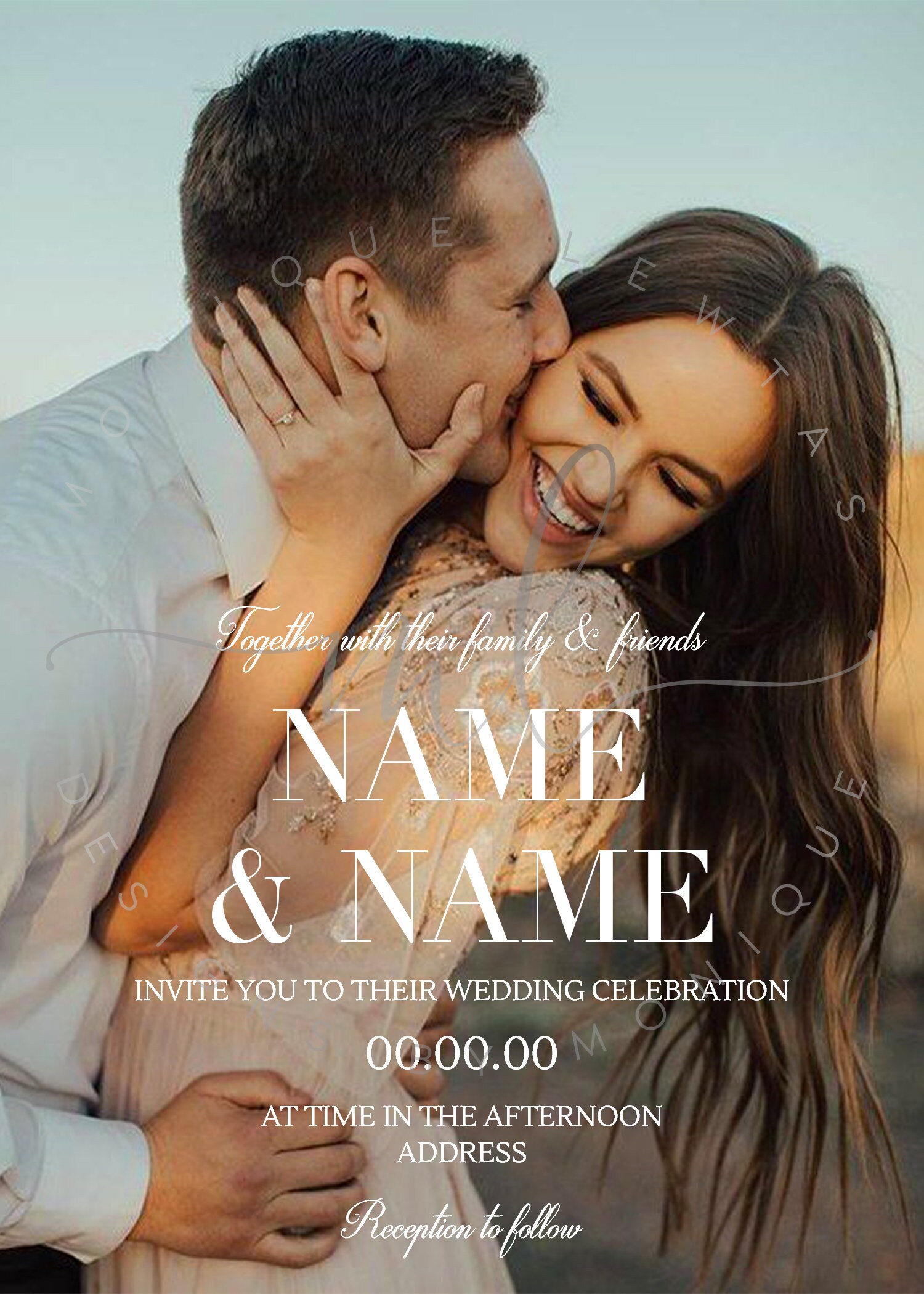 Printable Personalised Wedding Invitation With Photo, Minimalist ...