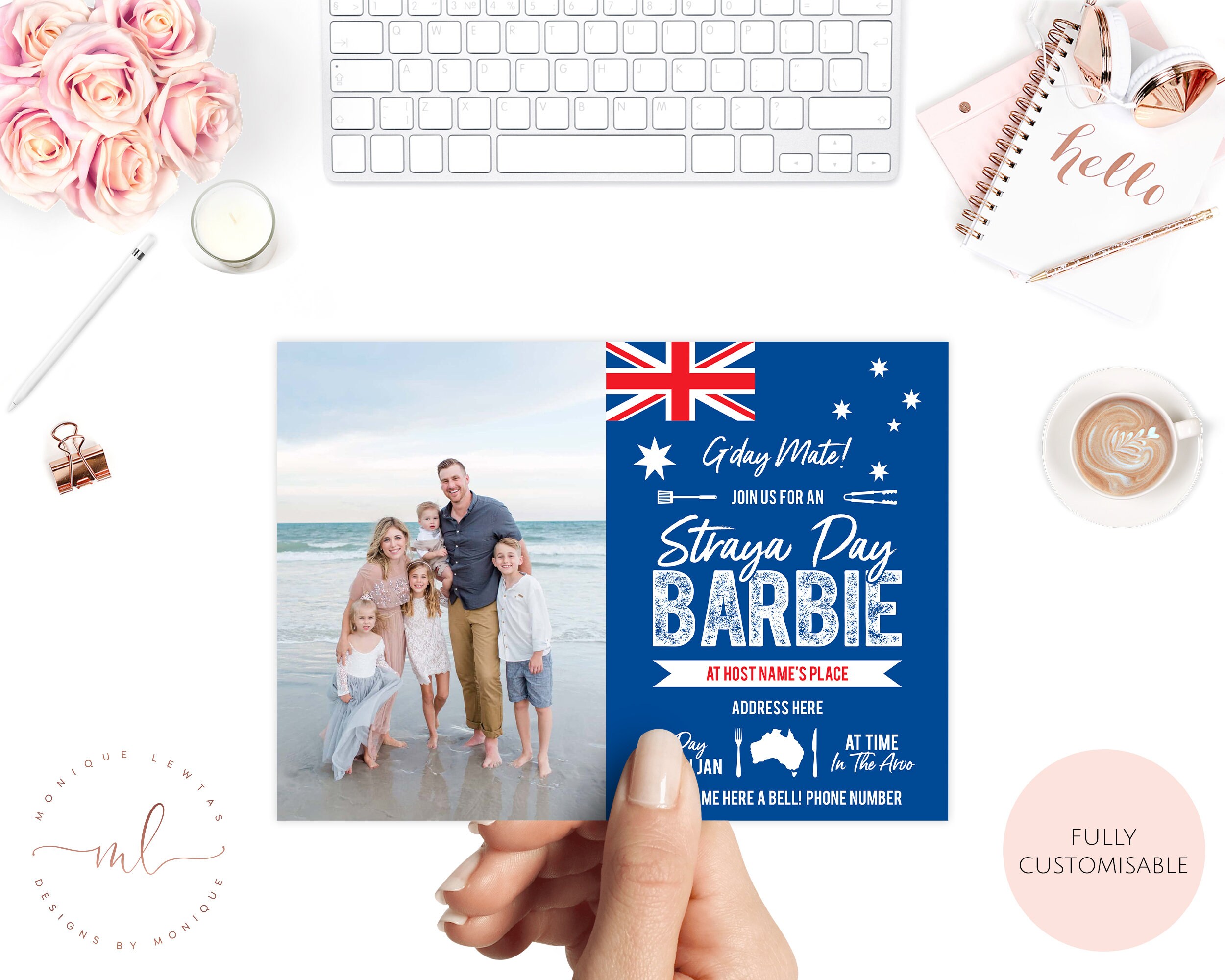 Printable Personalised Australia Day Invitations, Australia Day Invite ...