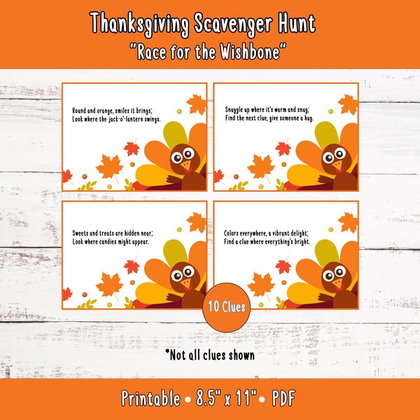 Thanksgiving Treasure Hunt Clues - Etsy