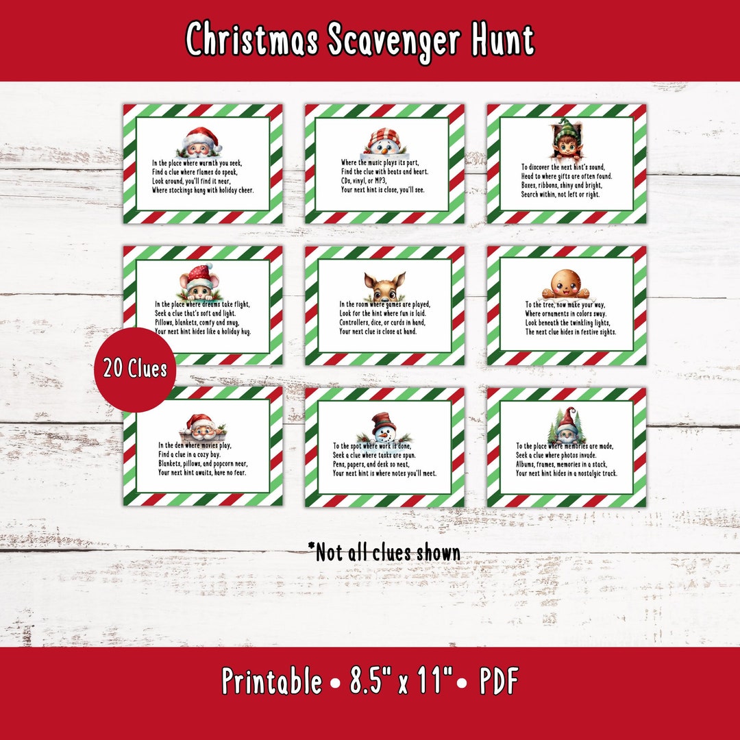 Christmas Scavenger Hunt, Christmas Scavenger Hunt for Teens, Indoor ...