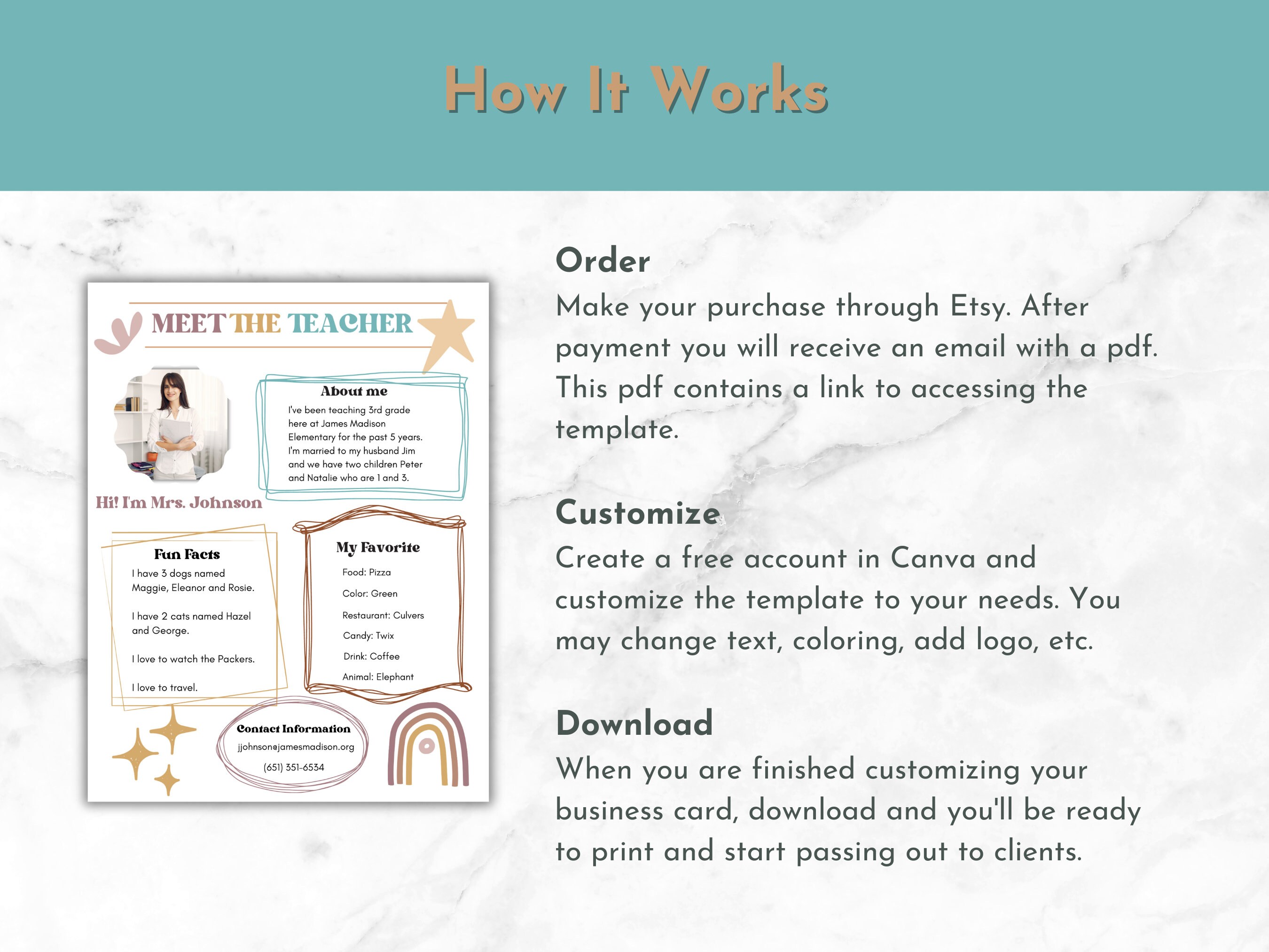 Meet the Teacher Editable Printable, Introduction to Students, Back to ...