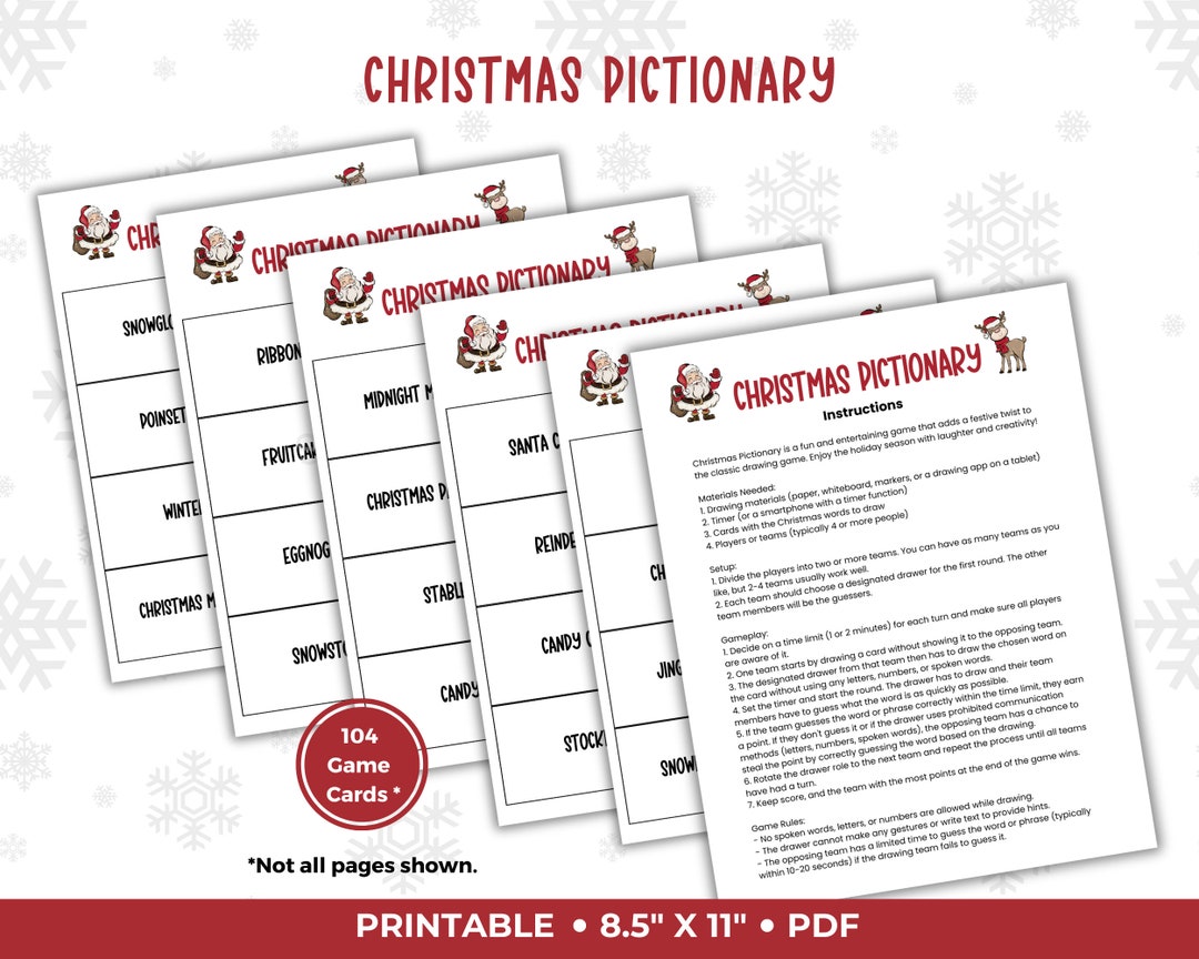 Christmas Pictionary Game, Christmas Party Game, Christmas Activity ...