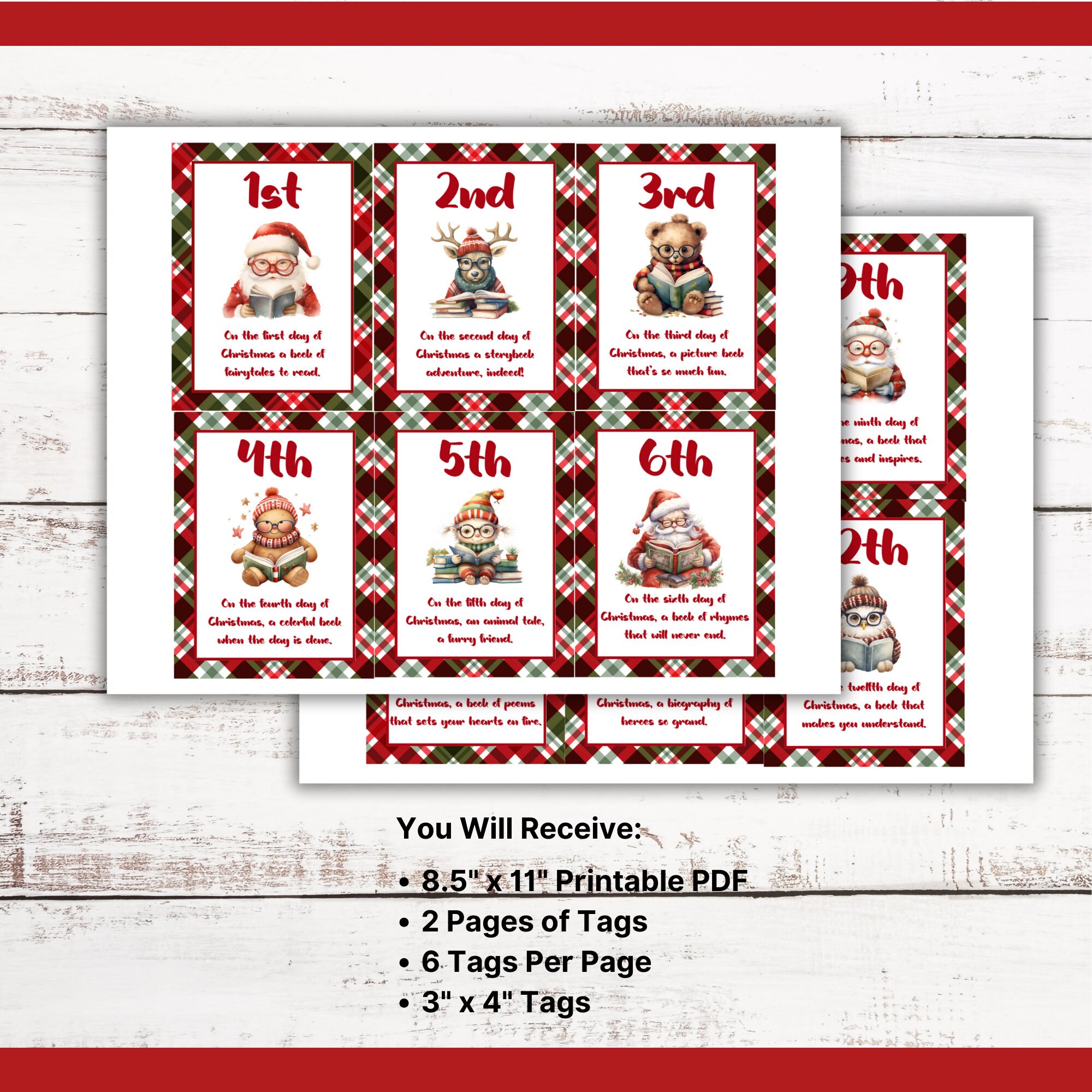 12 Days of Christmas Gift Tags, 12 Days of Christmas Printable, 12 Days ...