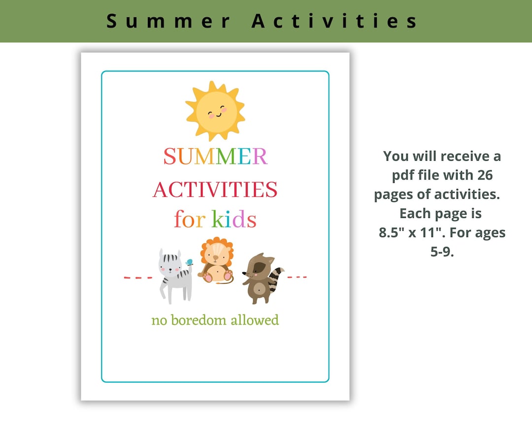Busy Book Printable Summer Activity Pages. Summer Learning. - Etsy
