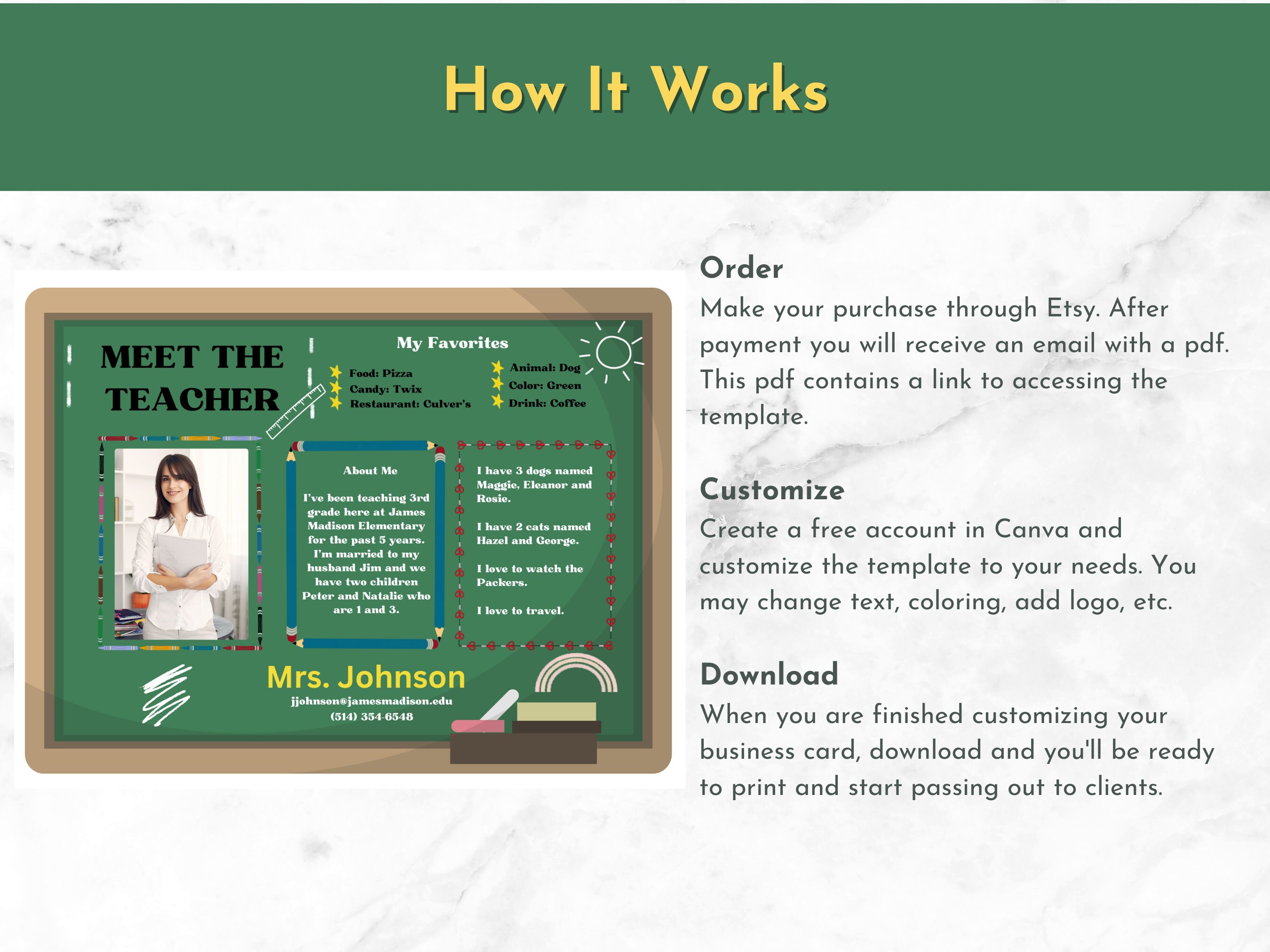 Meet the Teacher Editable and Printable Template, Back to School ...