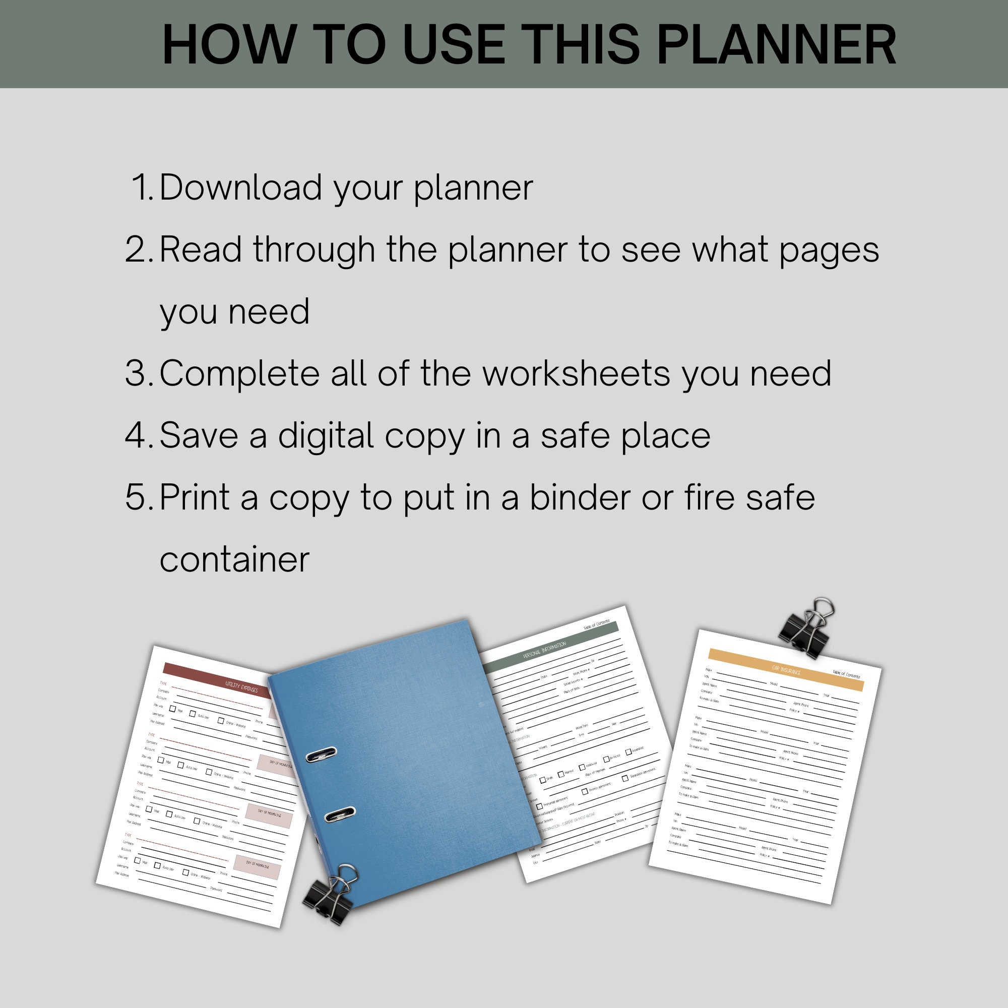 Emergency Binder Planner Fillable, Printable Life Binder, in Case of ...