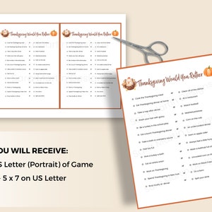 Thanksgiving Would You Rather Game, Thanksgiving Games for Family ...