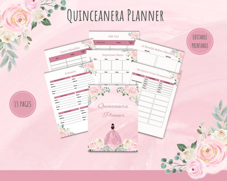 Quinceanera Planner, Quinceanera Planning Templates, Quince Planning ...