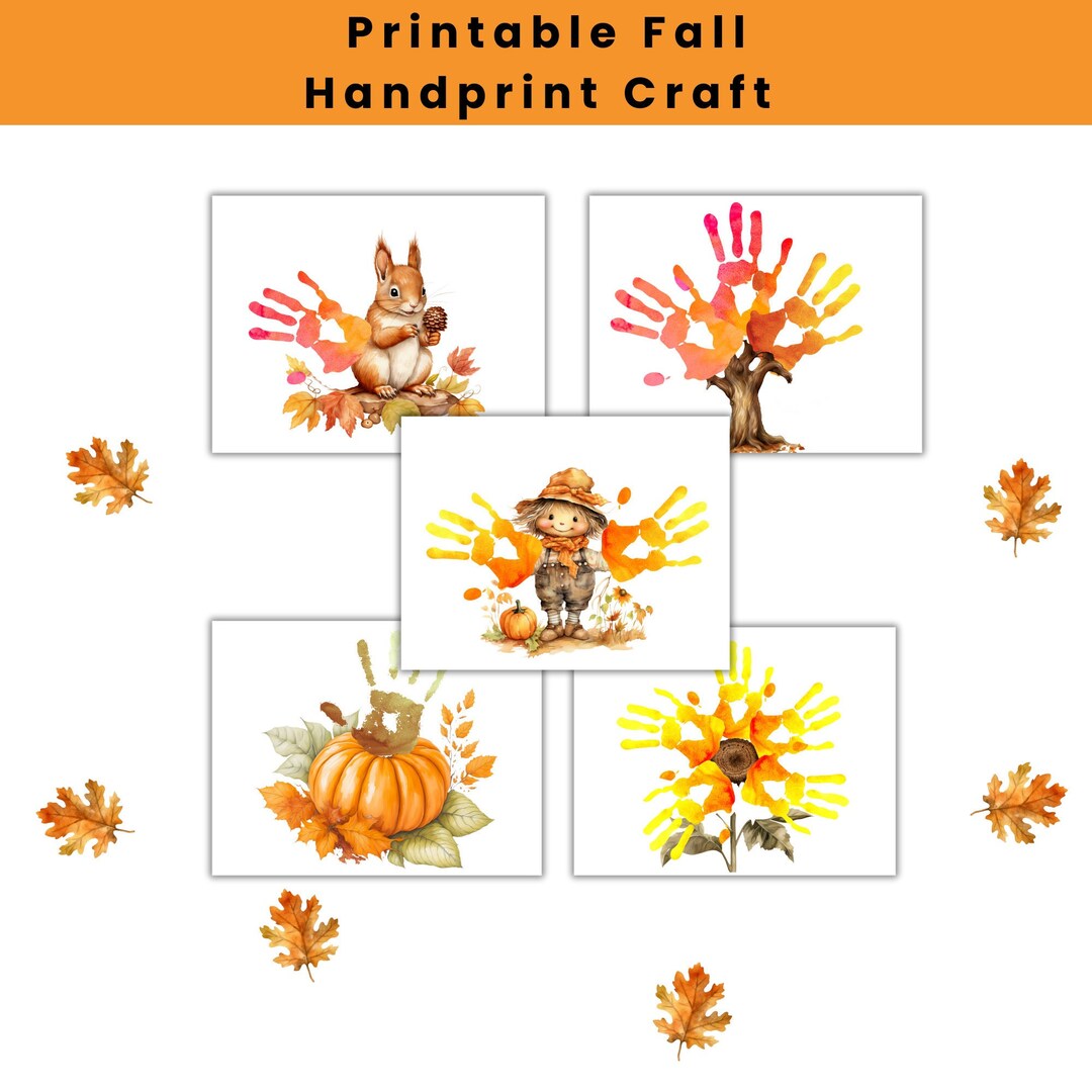 Fall Handprint Art Printable, Fall Handprint Craft, Autumn Crafts ...