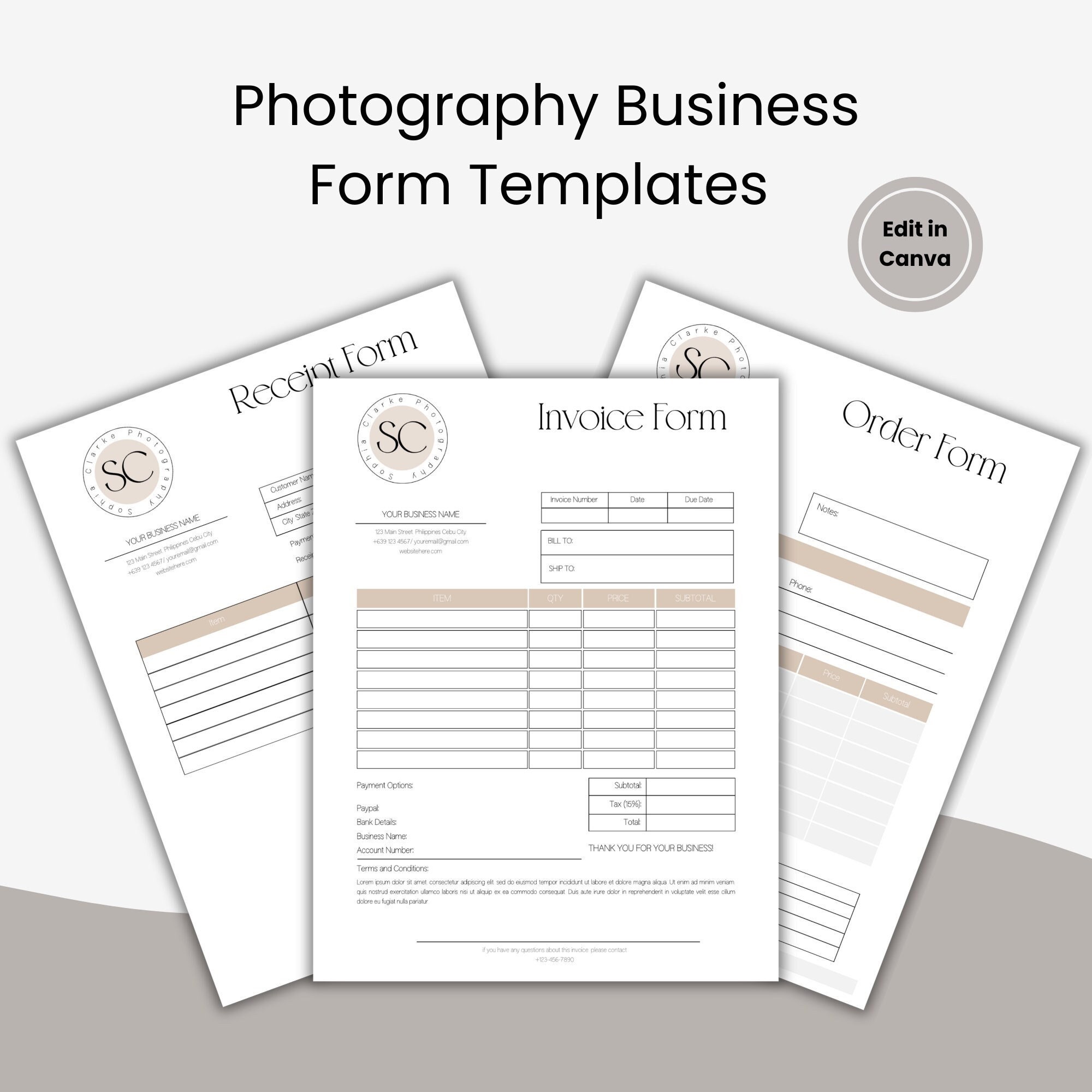 Photography Invoice Form, Business Form Templates, Photography Order ...