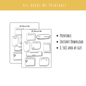 All About Me School Printable, All About Me Worksheet, Back to School ...