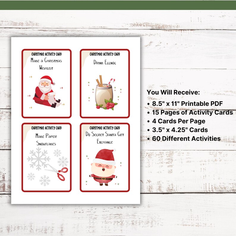 Advent Activity Cards for Kids, Advent Activities Card, Printable ...
