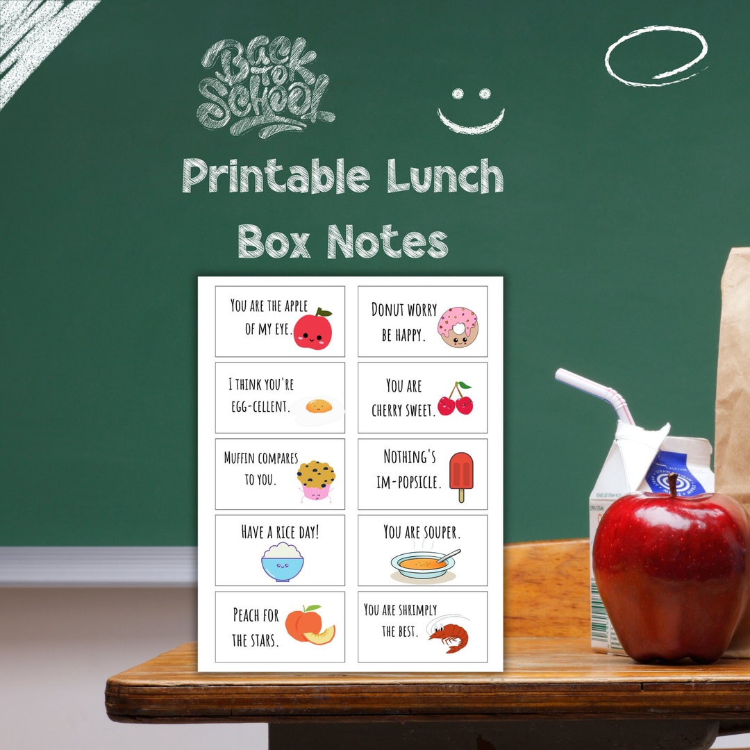 Lunch Box Notes Printable, Cute Lunchbox Notes, Lunchbox Notes for Kids ...