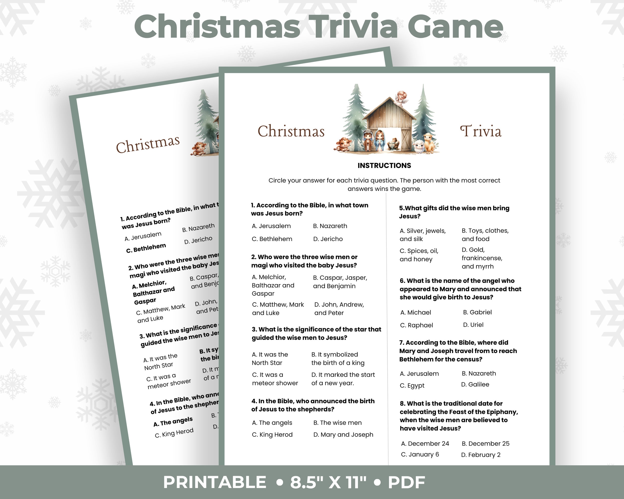 Christian Christmas Trivia, Printable Christmas Trivia, Bible Trivia ...