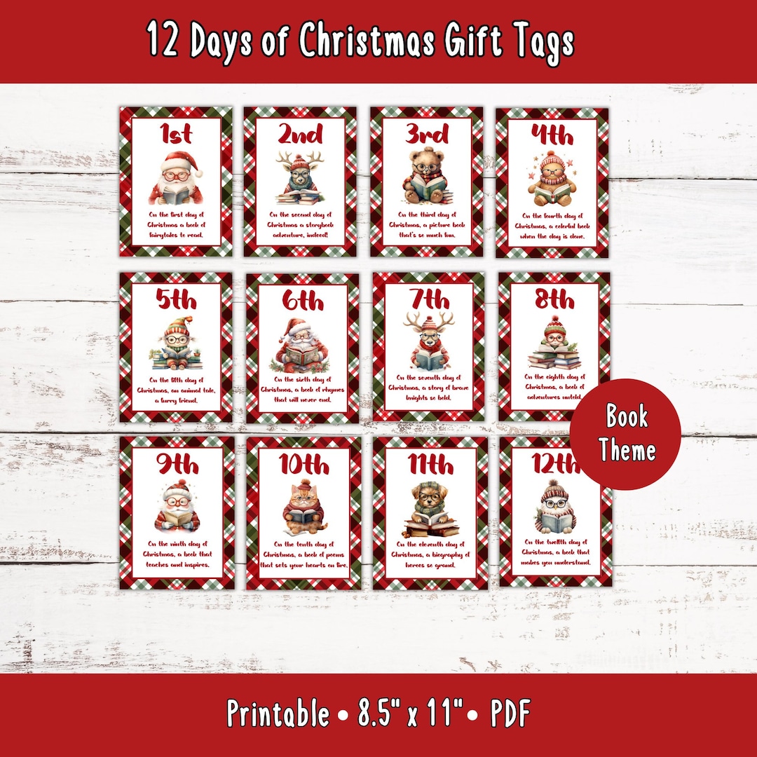 12 Days of Christmas Gift Tags, 12 Days of Christmas Printable, 12 Days ...