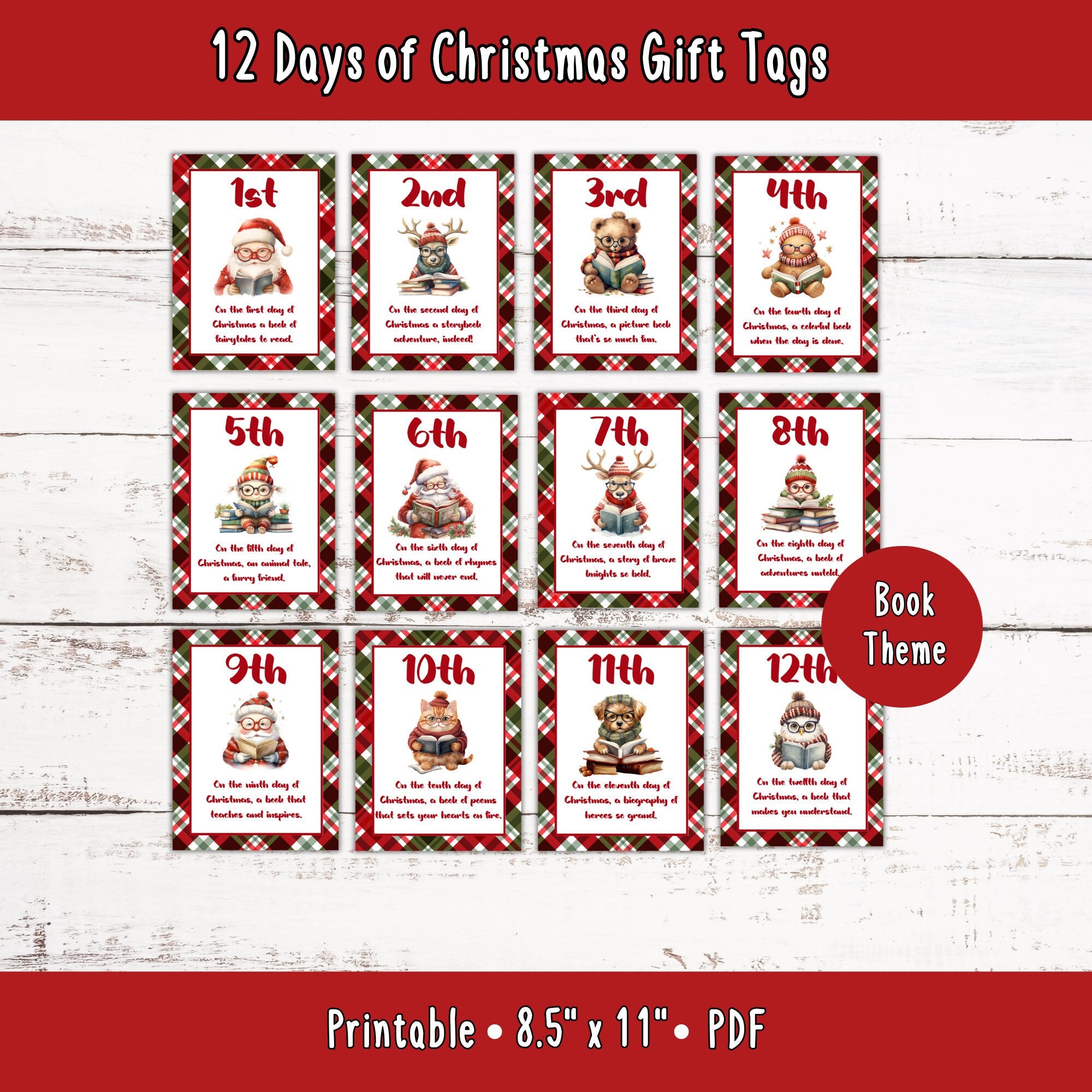 12 Days of Christmas Gift Tags, 12 Days of Christmas Printable, 12 Days ...