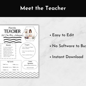 Editable Meet the Teacher Template, Back to School, Elementary School ...