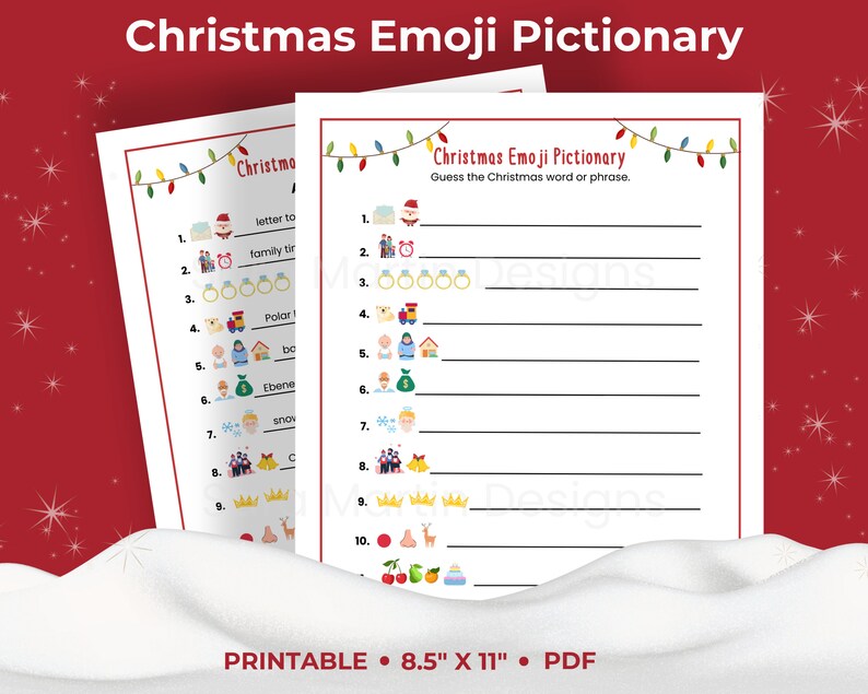 Christmas Emoji Pictionary Printable, Christmas Pictionary, Christmas ...