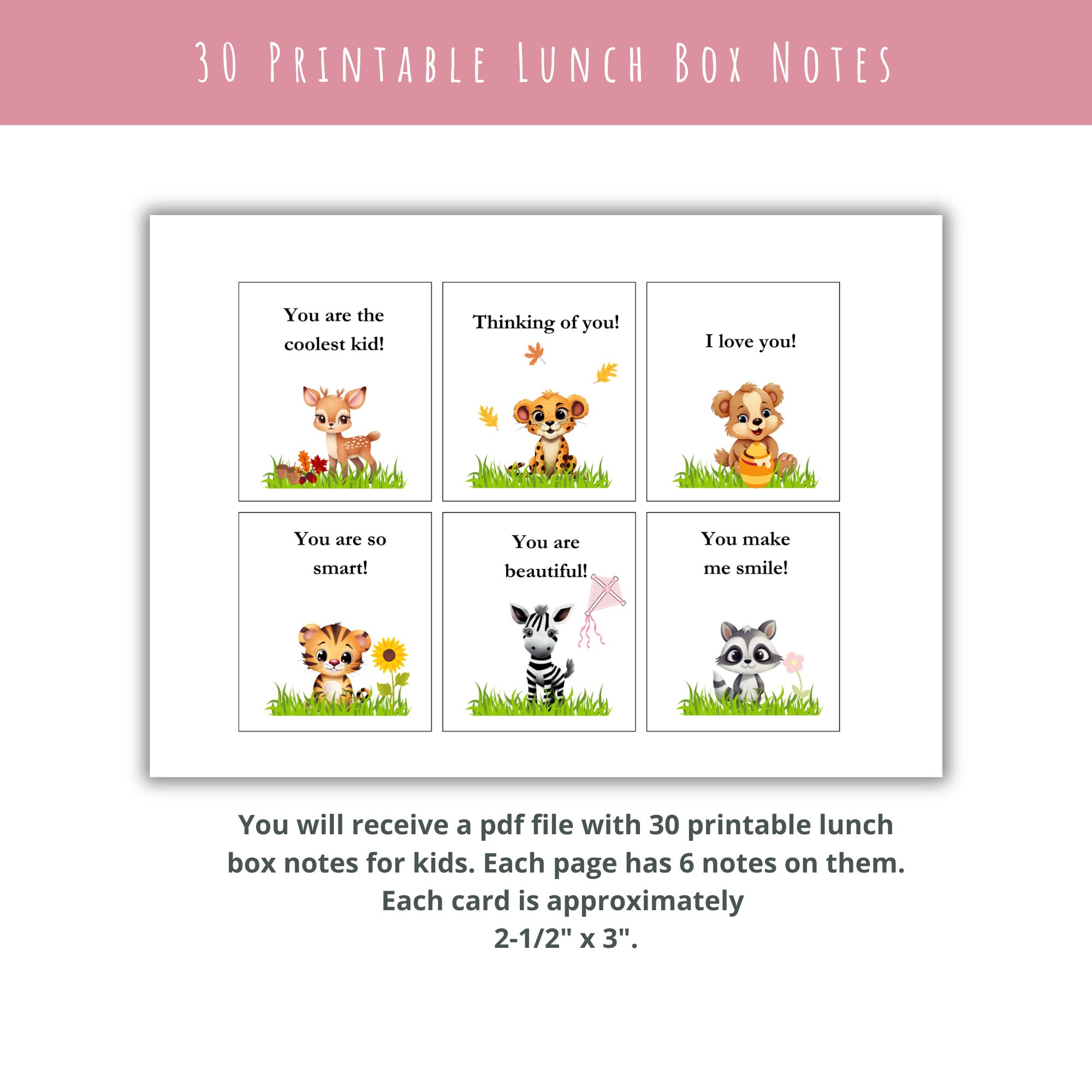 30 Printable Lunch Box Notes Cute Lunchbox Notes Baby - Etsy