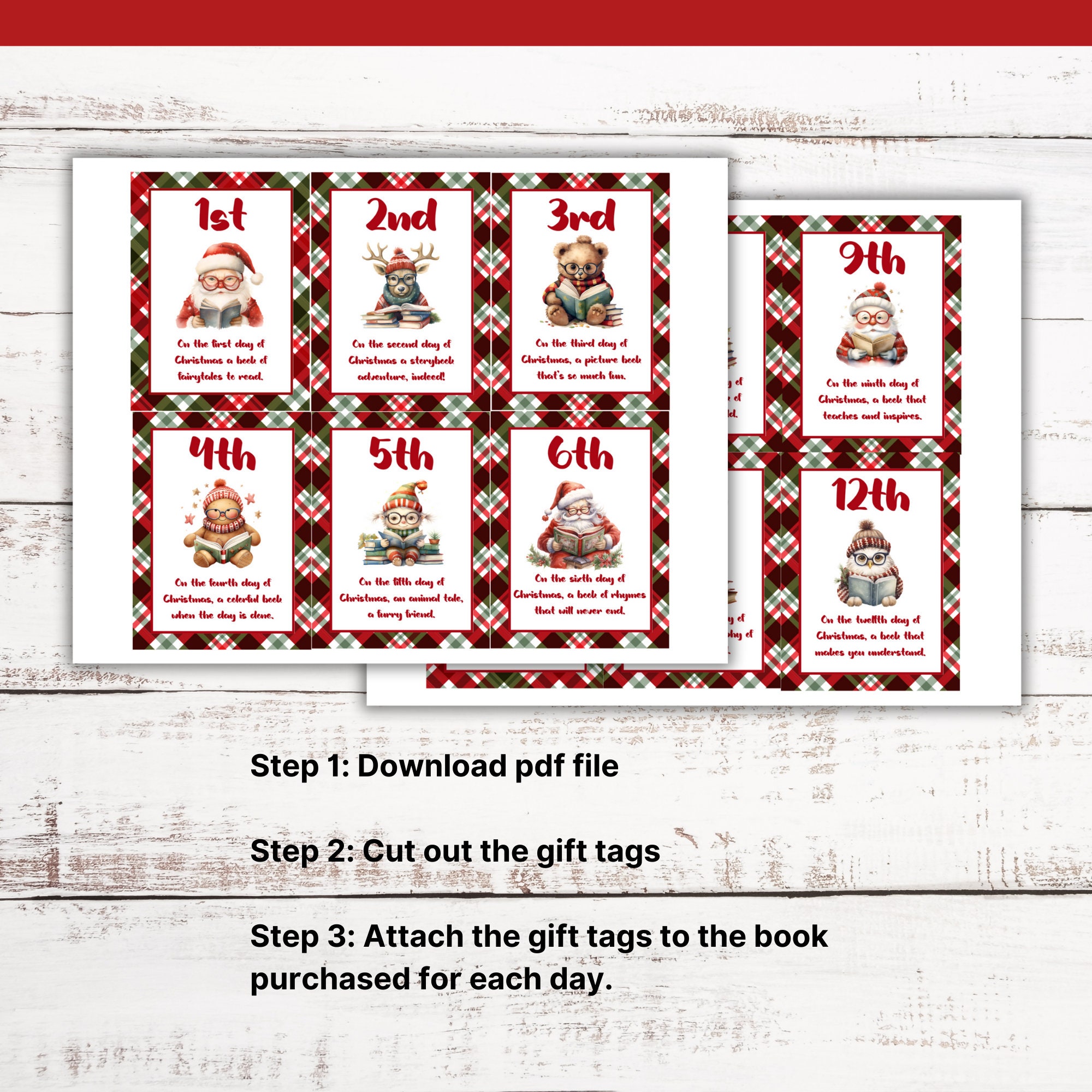 12 Days of Christmas Gift Tags, 12 Days of Christmas Printable, 12 Days ...