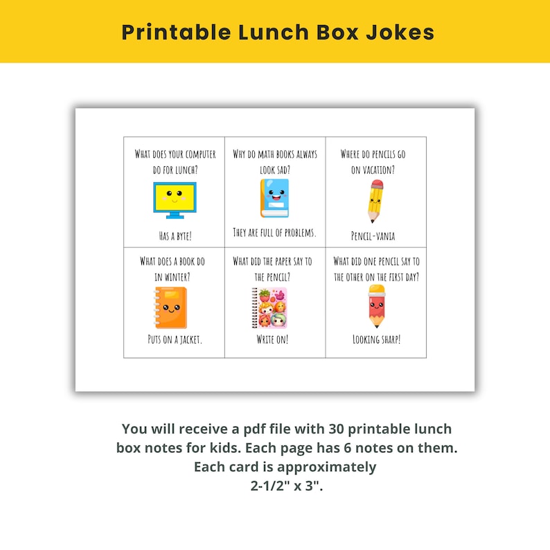 30 Printable Lunchbox Jokes, Kawaii Lunch Box Jokes, School Lunch Box ...
