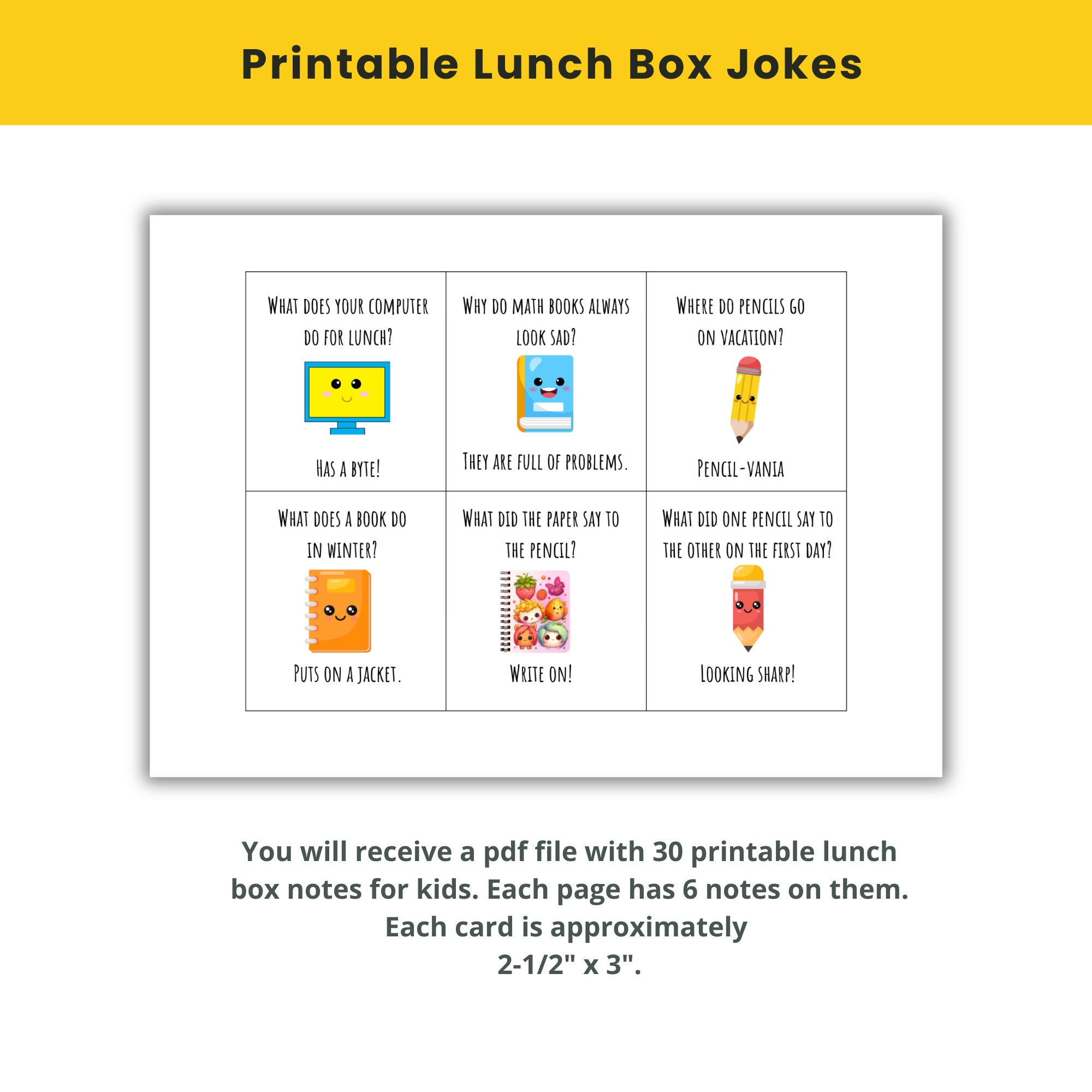 30 Printable Lunchbox Jokes, Kawaii Lunch Box Jokes, School Lunch Box ...