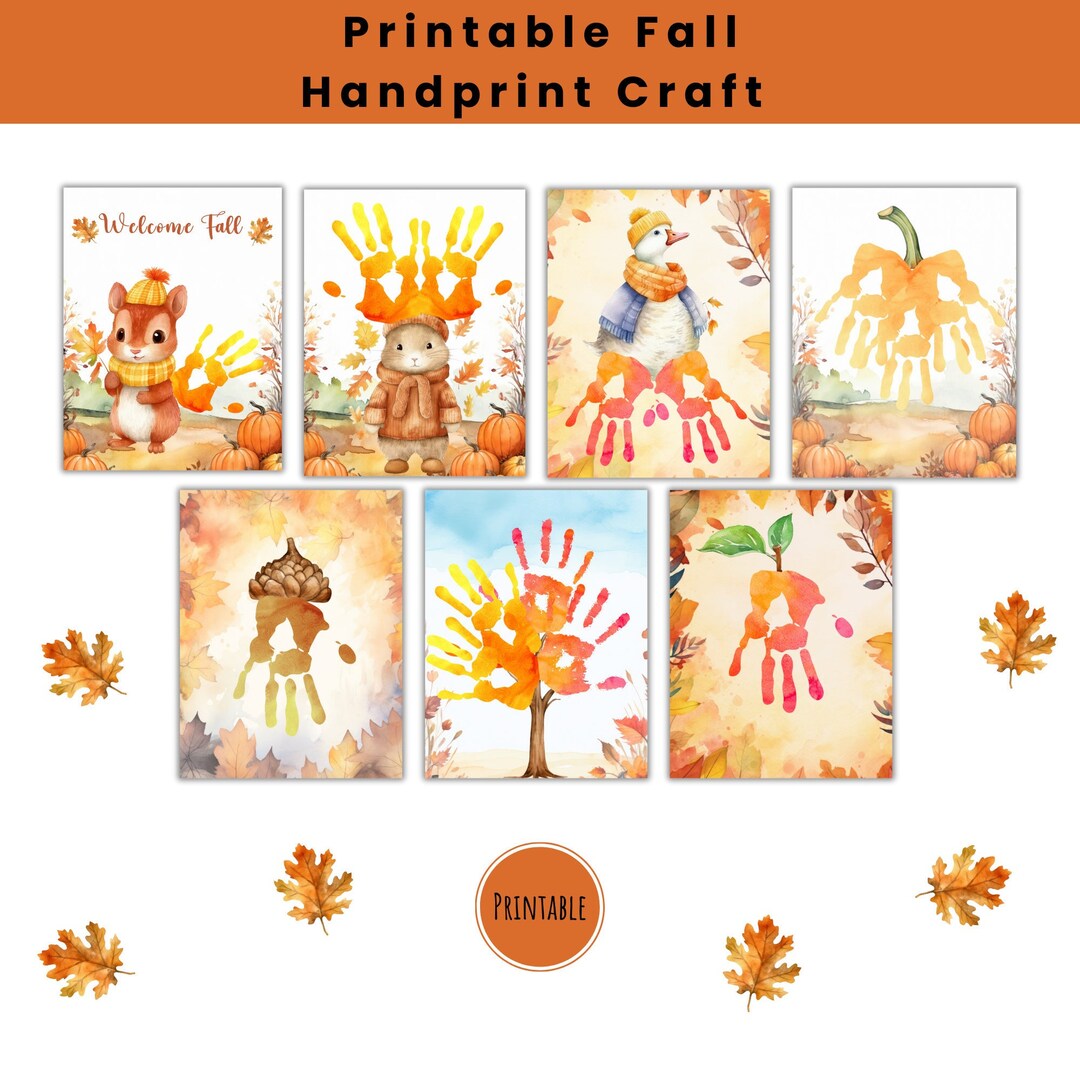 Fall Handprint Craft Printable, Fall Preschool Craft, Toddler Art ...