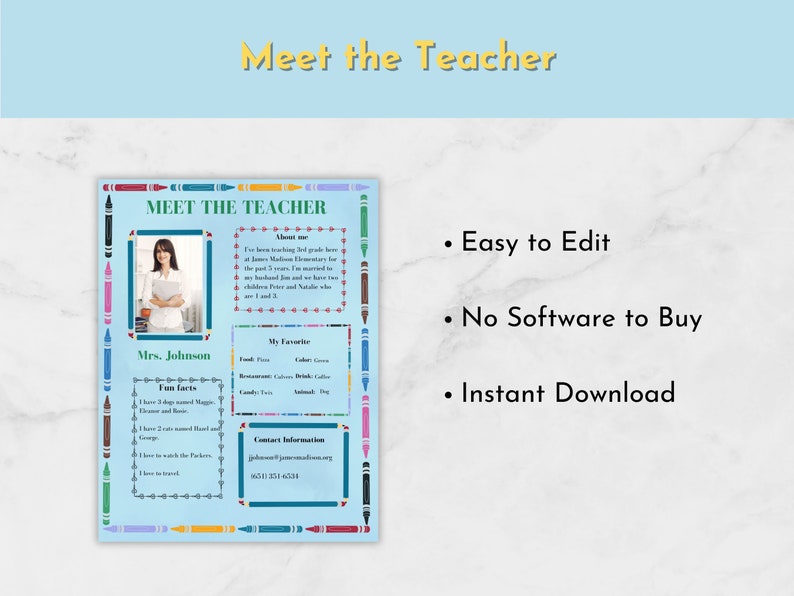 Meet the Teacher Editable Template, Back to School, Classroom Welcome ...