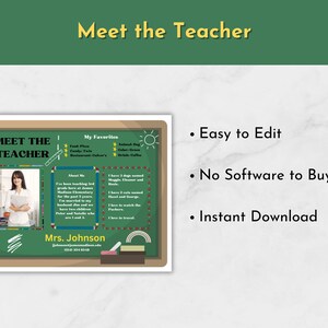 Meet the Teacher Editable and Printable Template, Back to School ...