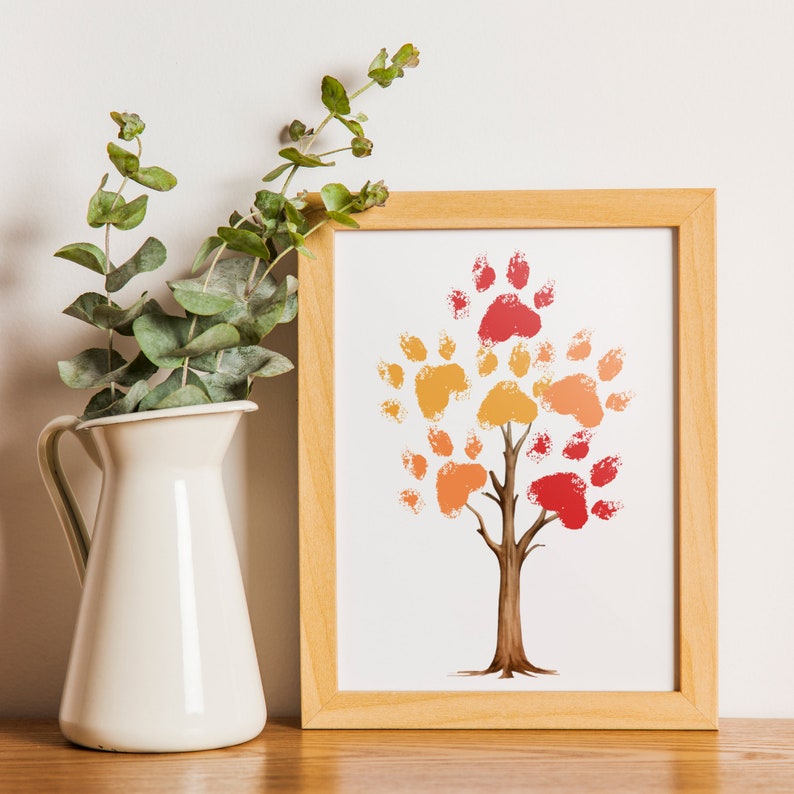 Fall Paw Print Art Printable, Fall Handprint Art, Dog Art, DIY Paw ...