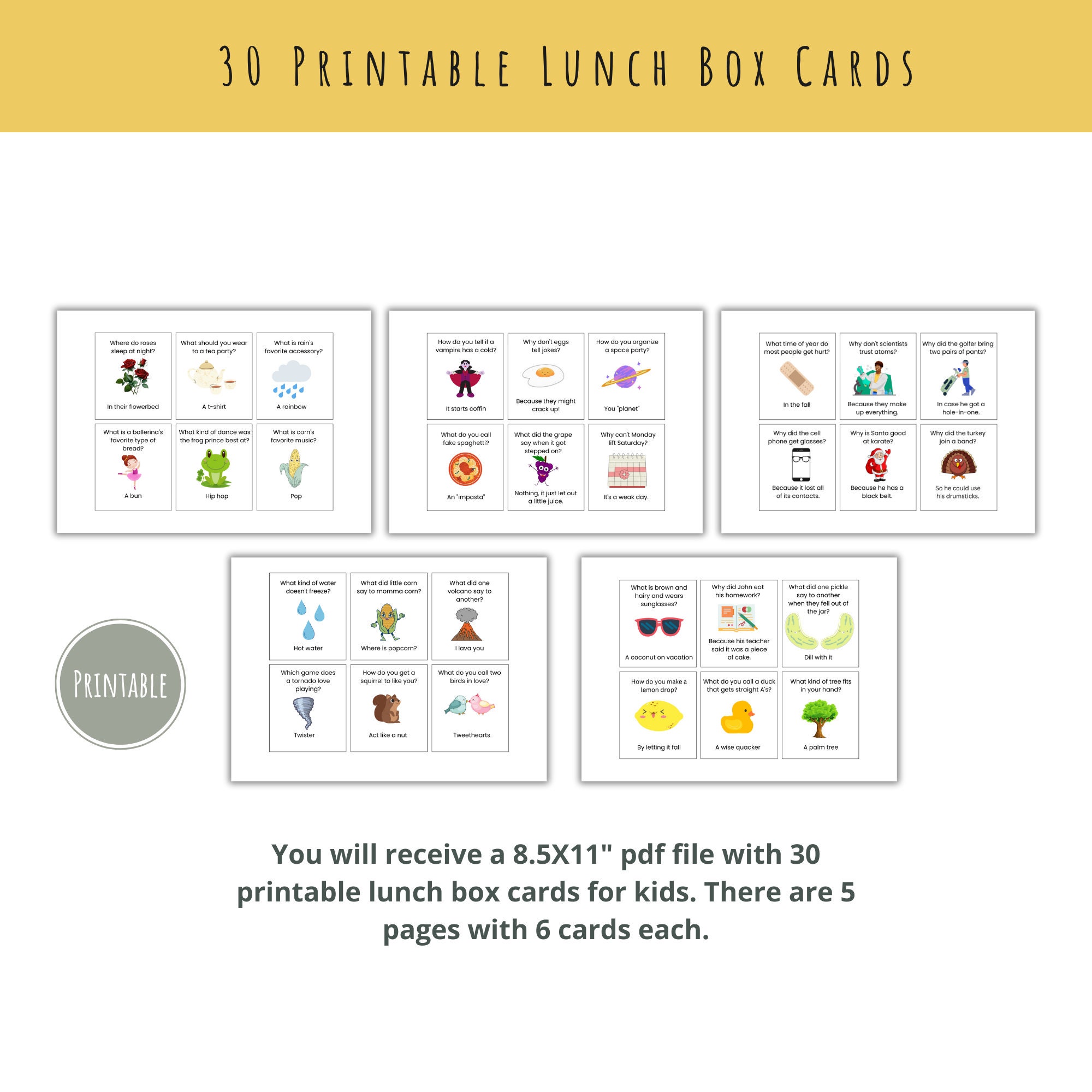Lunchbox Jokes Printable, Lunch Box Notes, Lunchbox Cards, Jokes for ...
