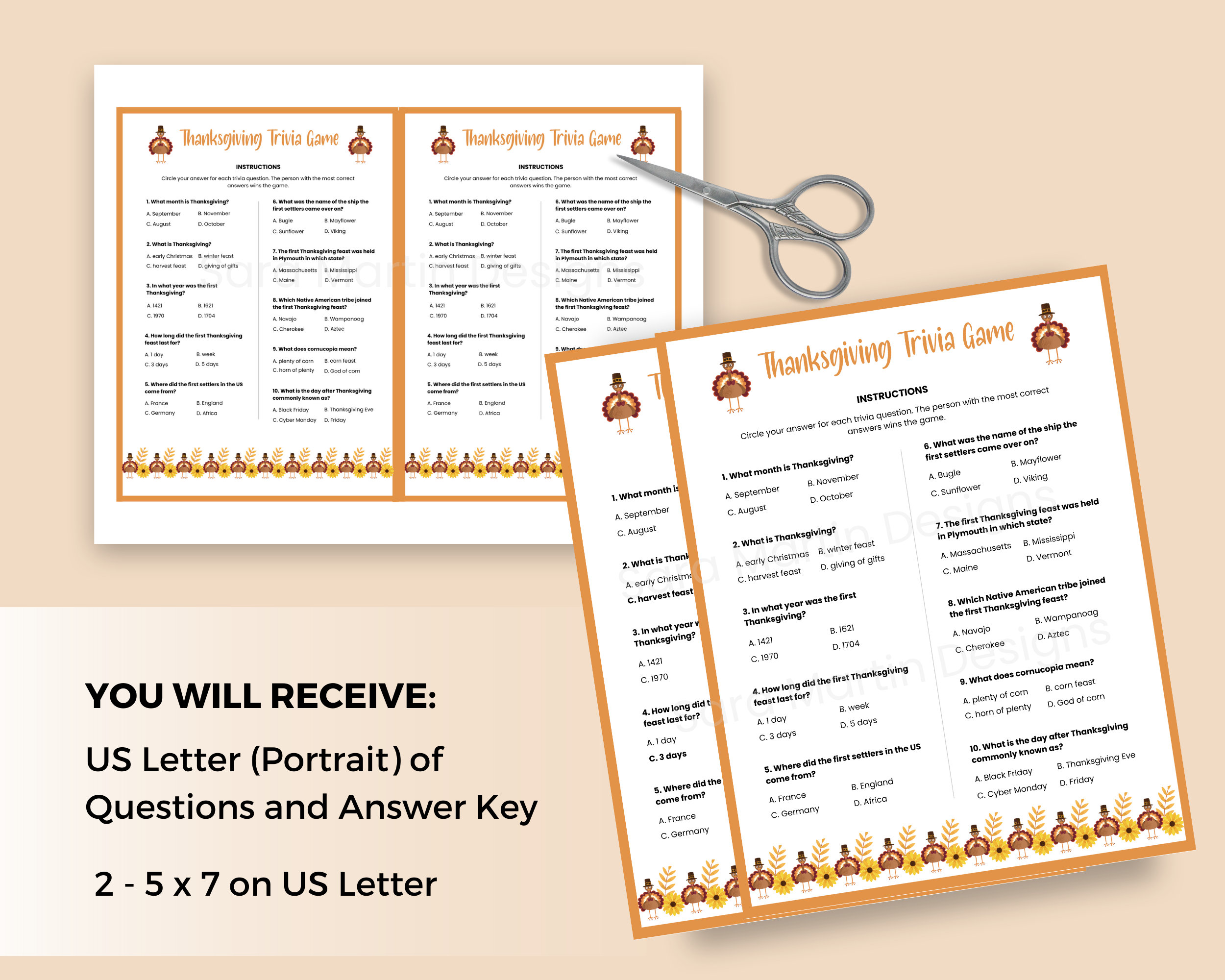 Thanksgiving Trivia Game Printable, Thanksgiving Party Game, Trivia ...