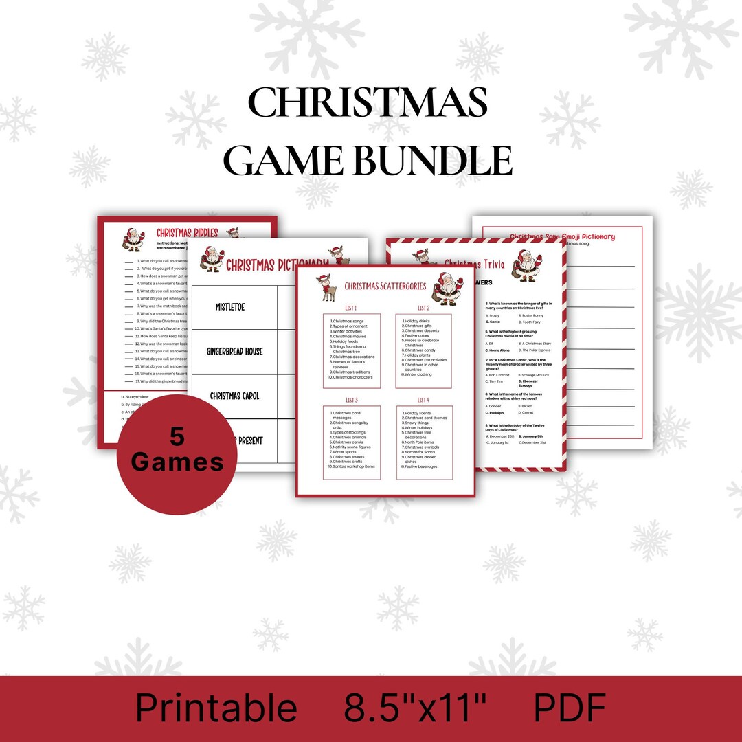 Printable Christmas Game Bundle Christmas Party Games - Etsy
