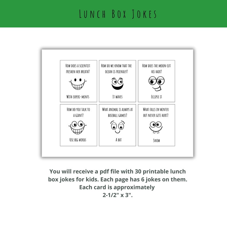 30 Printable Lunch Box Jokes, Lunchbox Jokes, Back to School Printables ...