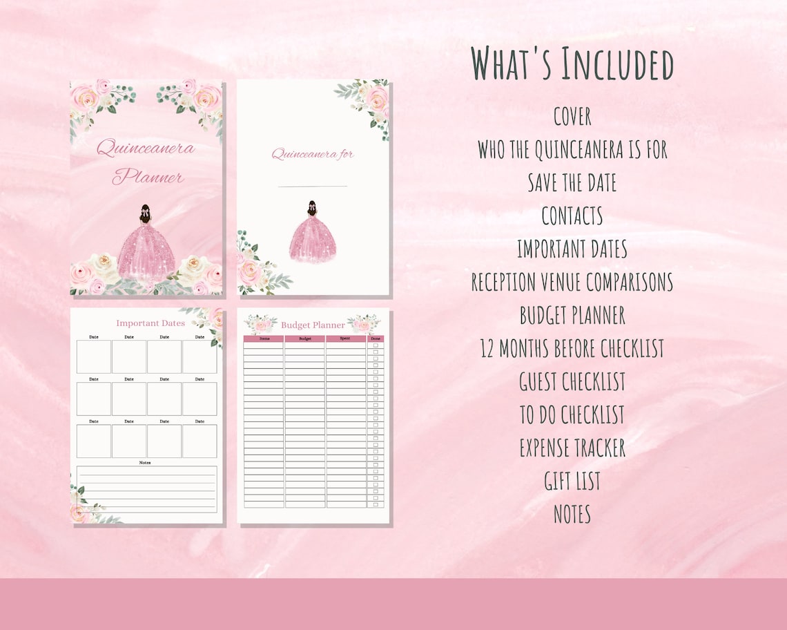 Quinceanera Planner, Quinceanera Planning Templates, Quince Planning ...