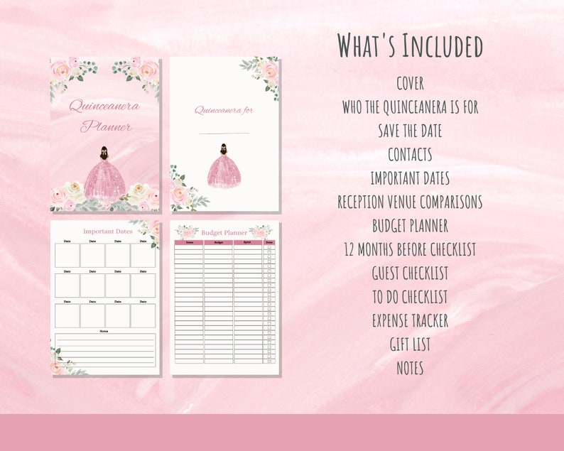 Quinceanera Planner, Quinceanera Planning Templates, Quince Planning ...