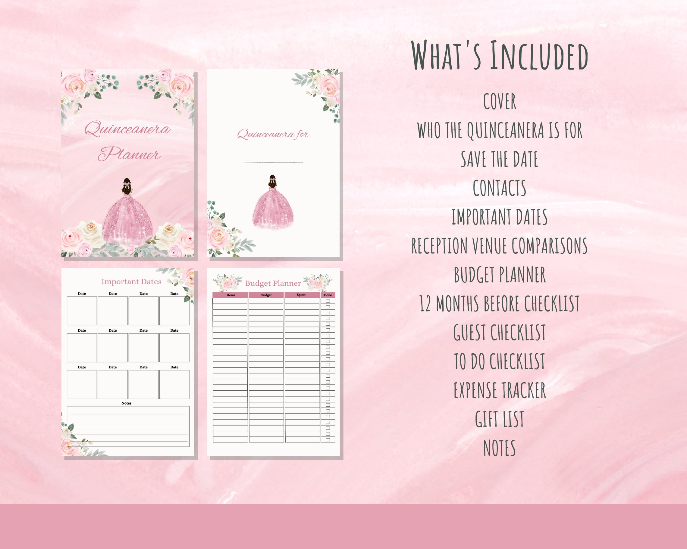 Quinceanera Planner, Quinceanera Planning Templates, Quince Planning ...