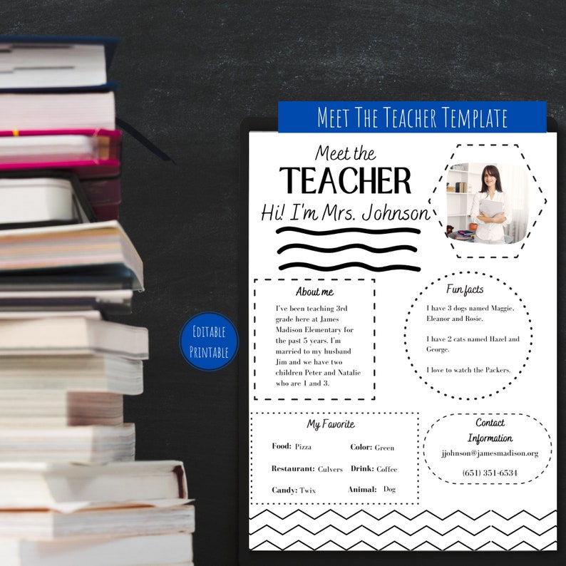 Editable Meet the Teacher Template, Back to School, Elementary School ...