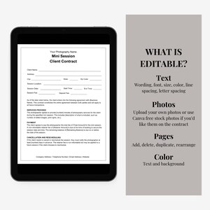 Mini Session Photography Contract, Photography Contract Template ...