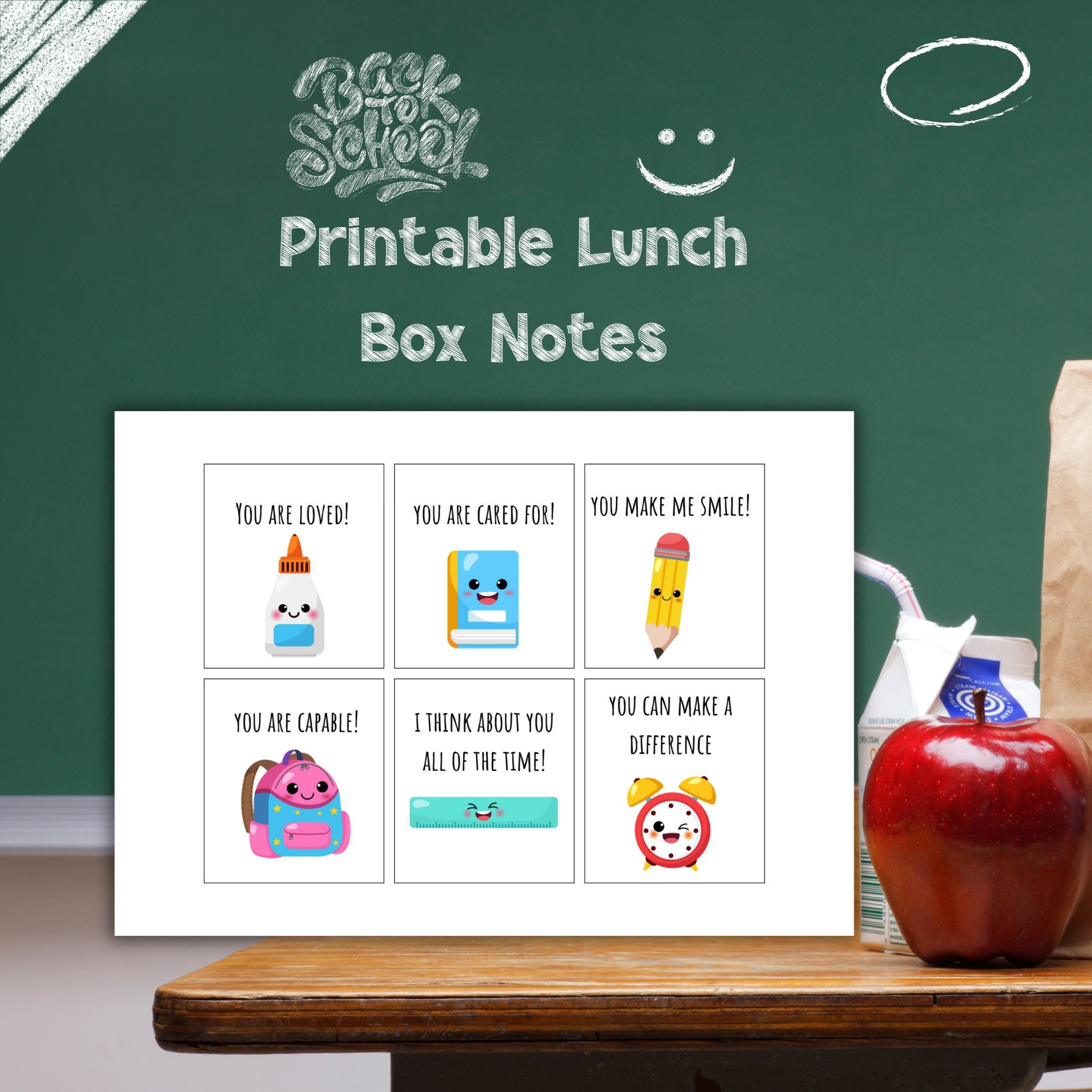 Printable Lunchbox Notes for Kids, Cute Lunchbox Notes, Kawaii Lunch ...