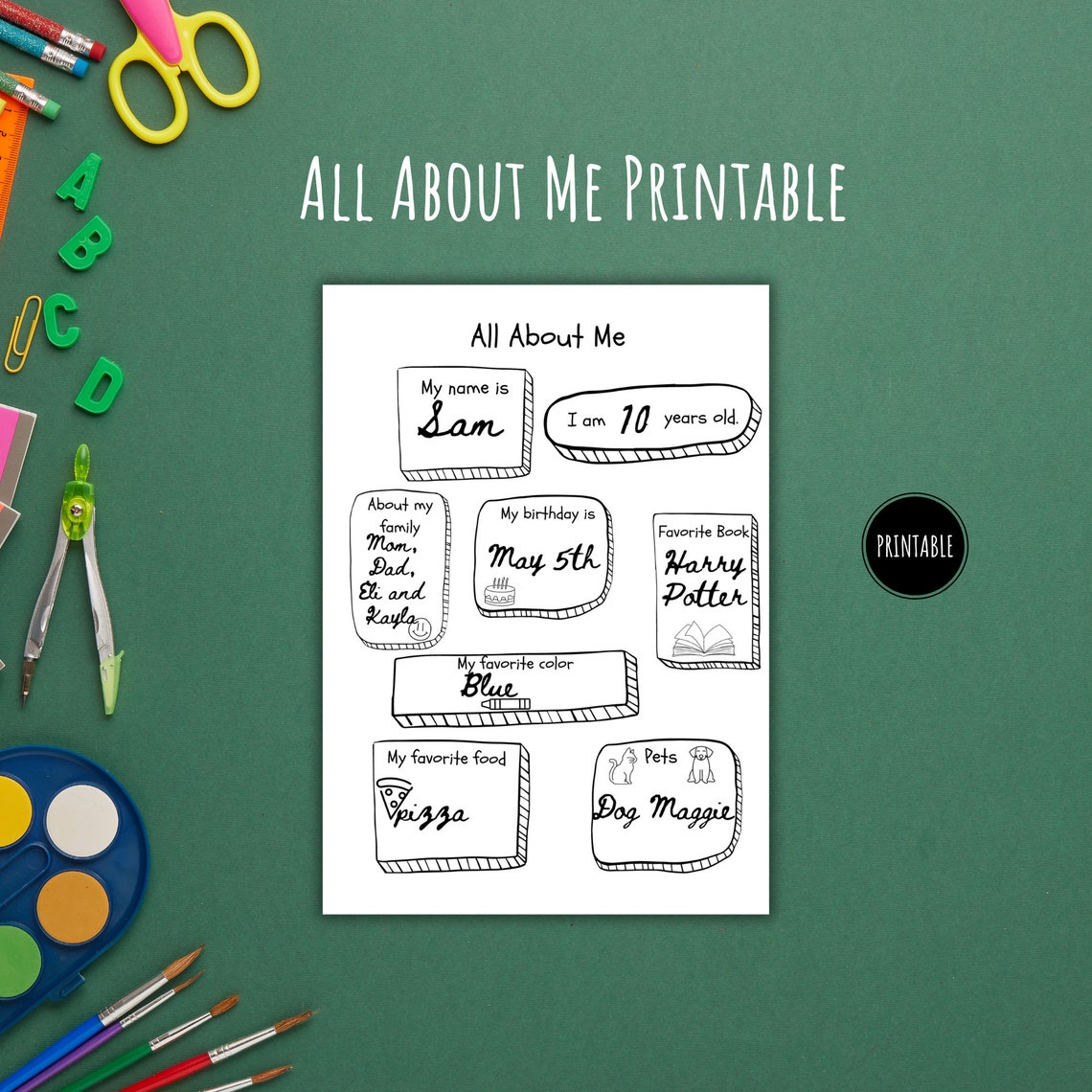 All About Me School Printable, All About Me Worksheet, Back to School ...