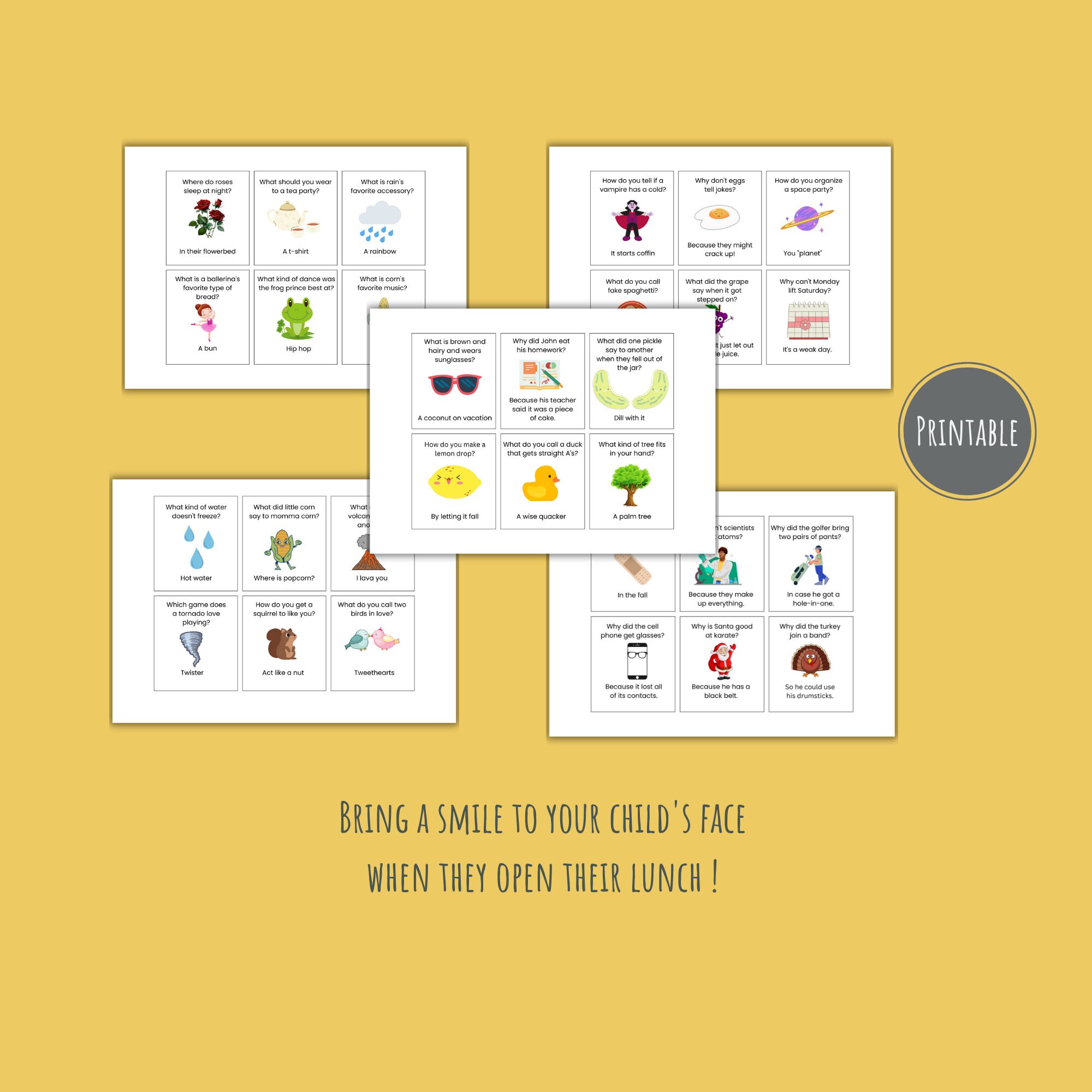 Lunchbox Jokes Printable, Lunch Box Notes, Lunchbox Cards, Jokes for ...