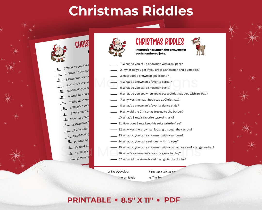 Christmas Riddles Printable, Christmas Trivia, Christmas Party Game ...