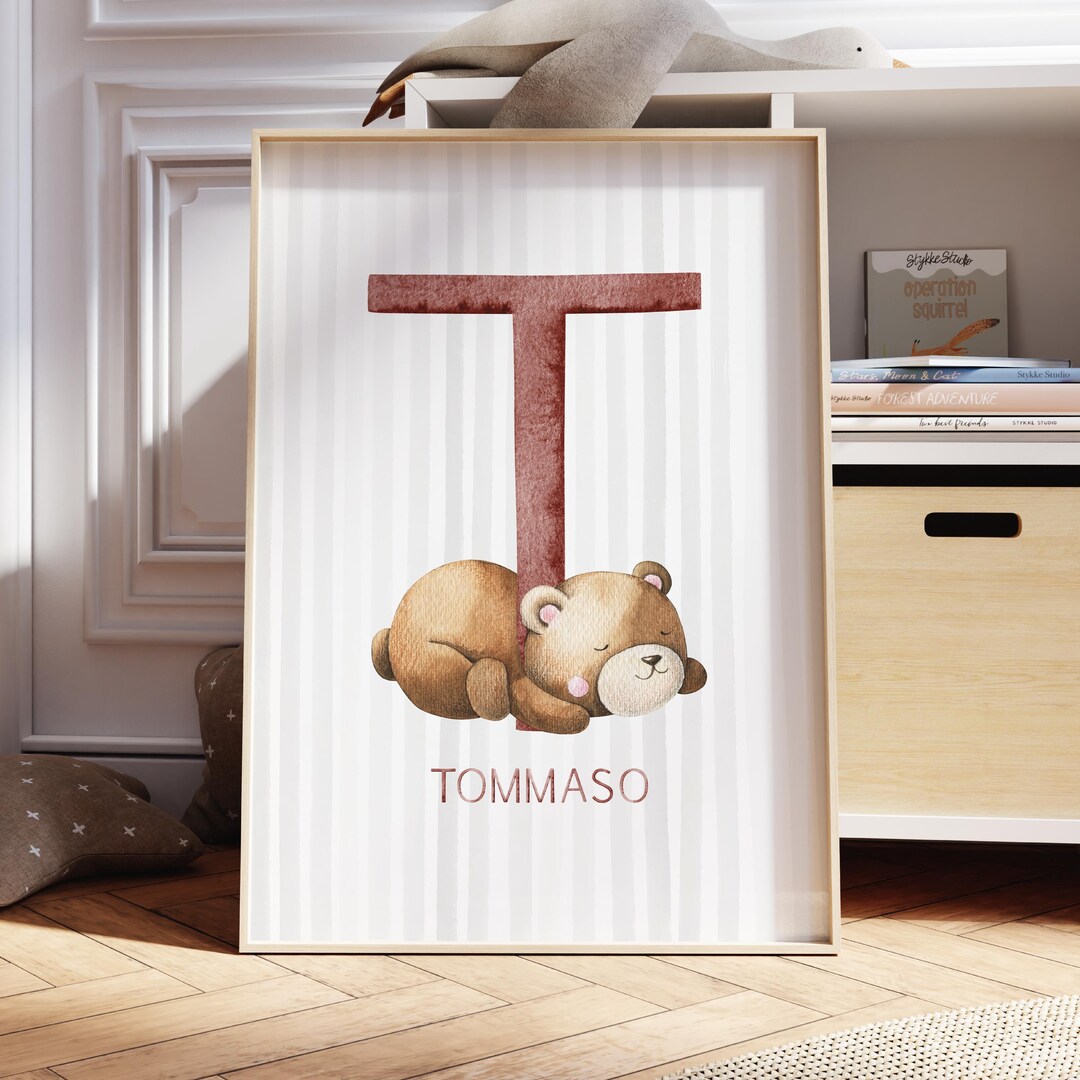 Personalized Baby Name Initial Print: Custom Nursery Decor, Bear Art - Etsy