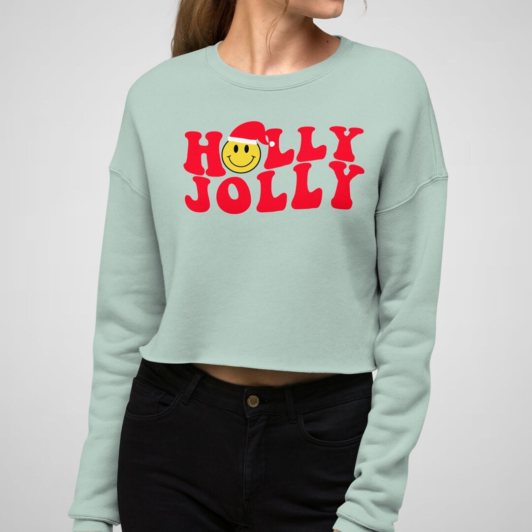 Holly Jolly Smiley Face Women's Cropped Fleece - Etsy