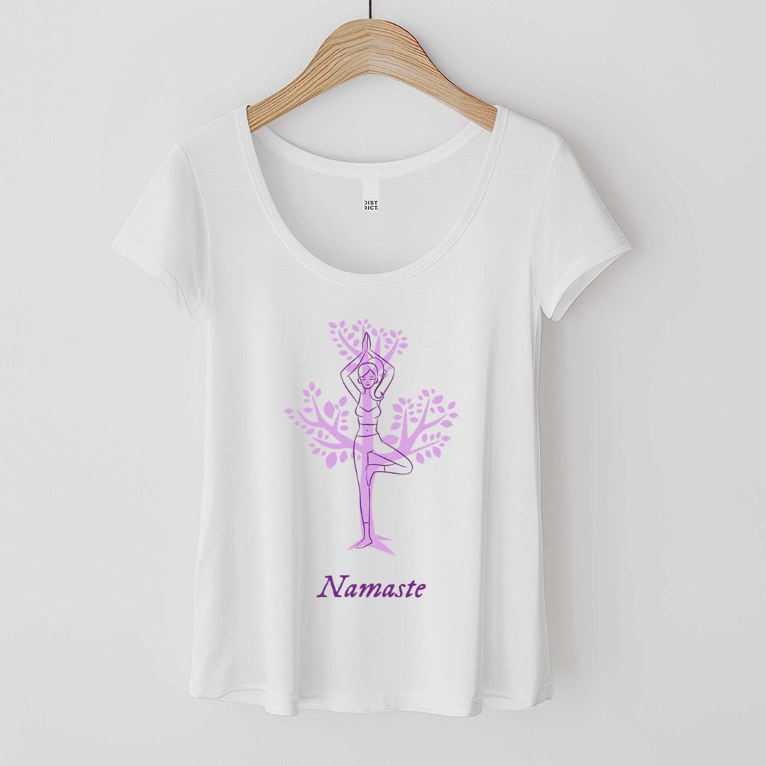 Yoga Namaste in Tree Pose Women's Flex Scoop Neck Graphic Tee XS-3XL - Etsy