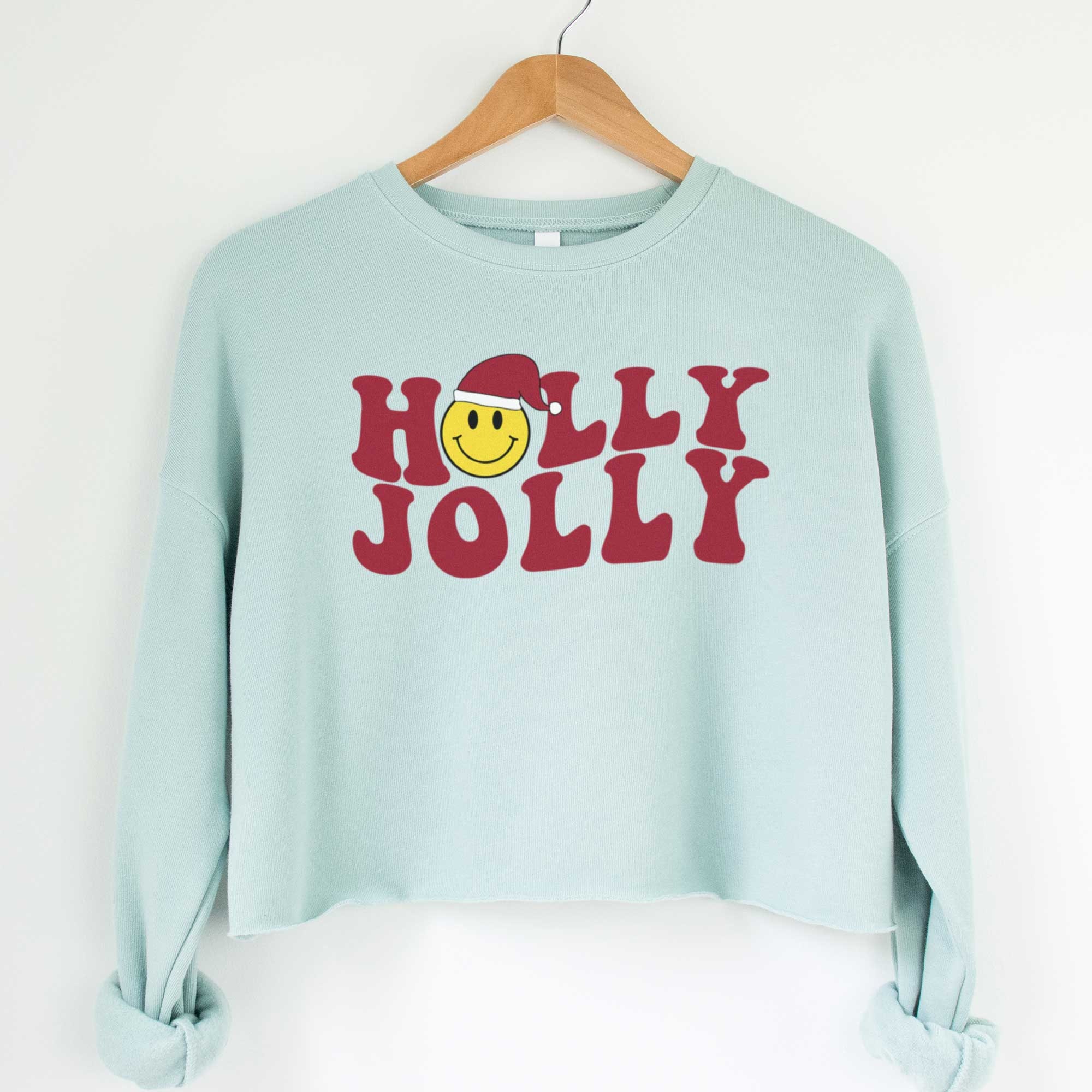 Holly Jolly Smiley Face Women's Cropped Fleece Sweatshirt S-2XL - Etsy
