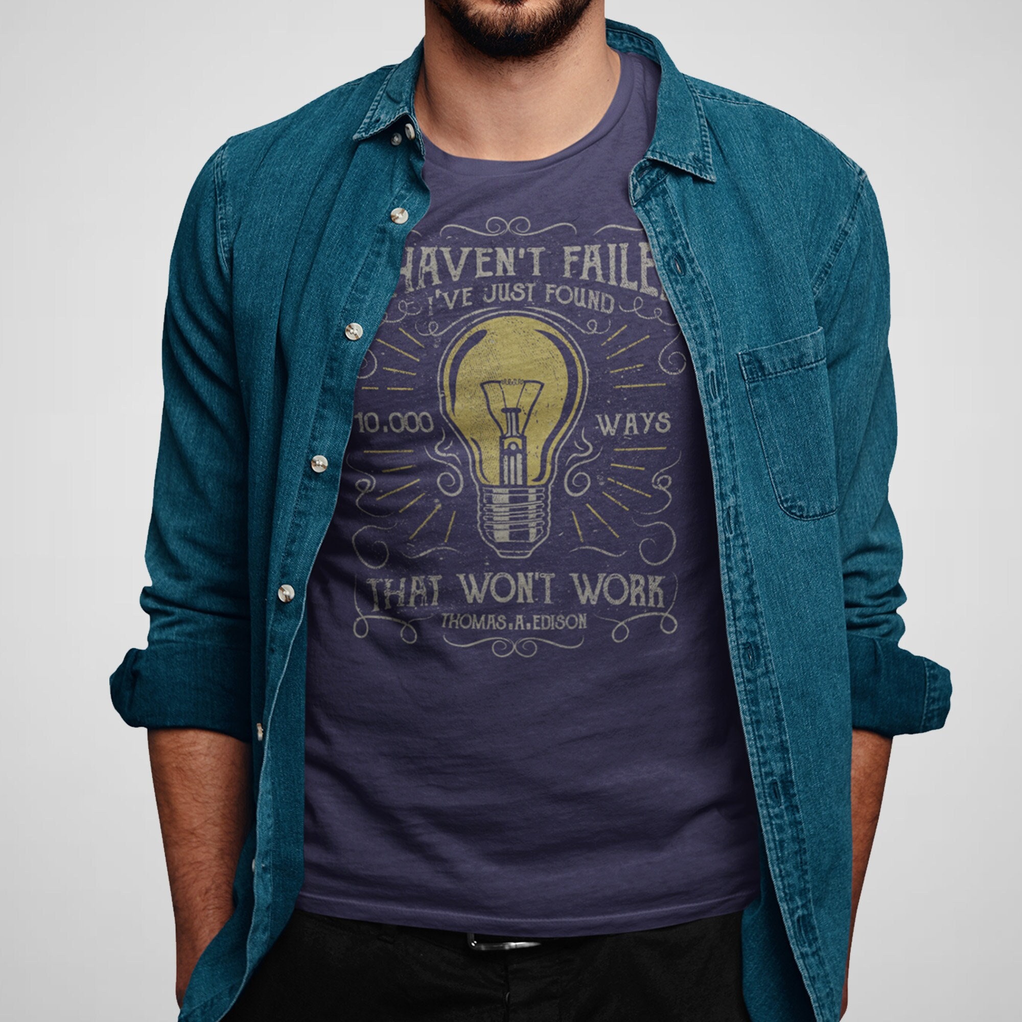 Thomas Edison Quote on Failure Men's Cotton/poly Tee - Etsy