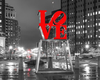 Philadelphia Love Park Black And Whitecolor 30x40 Canvas | Etsy